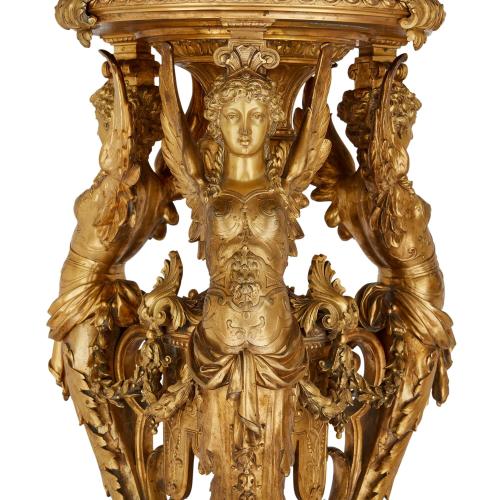 Pair of antique gilt-bronze Neo-Grec sphinx tripod stands | Mayfair Gallery