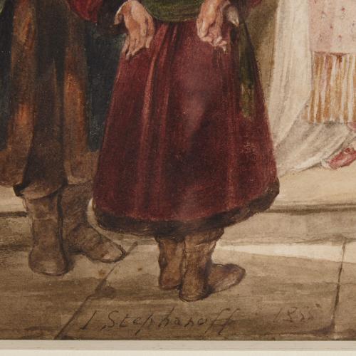 Orientalist watercolour of a Middle Eastern scene by Stephanoff ...