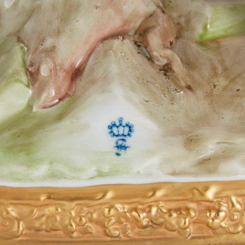 Pair of large equestrian porcelain figural groups by Sitzendorf ...