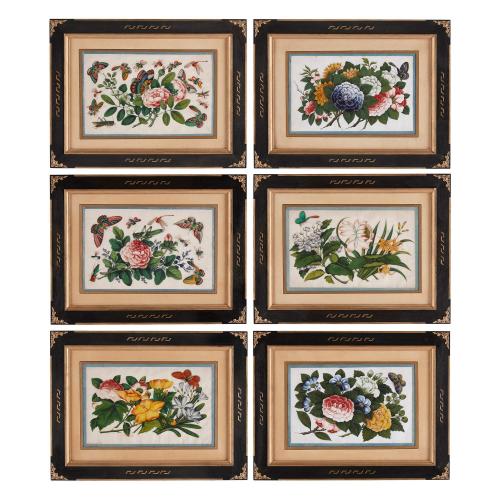Six Chinese pith paintings with floral and butterfly designs | Mayfair ...