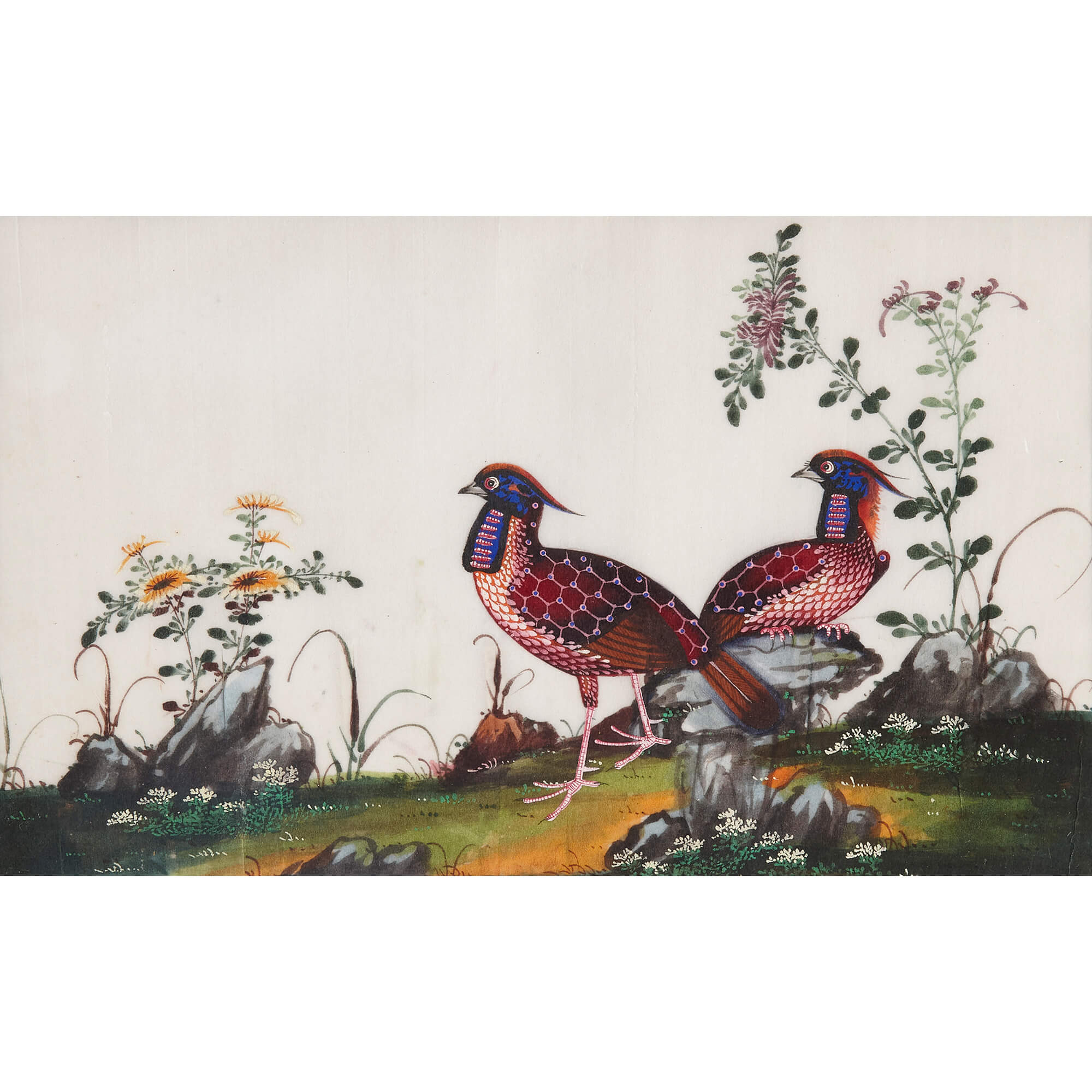 Set of twelve Chinese pith paintings depicting exotic birds | Mayfair ...