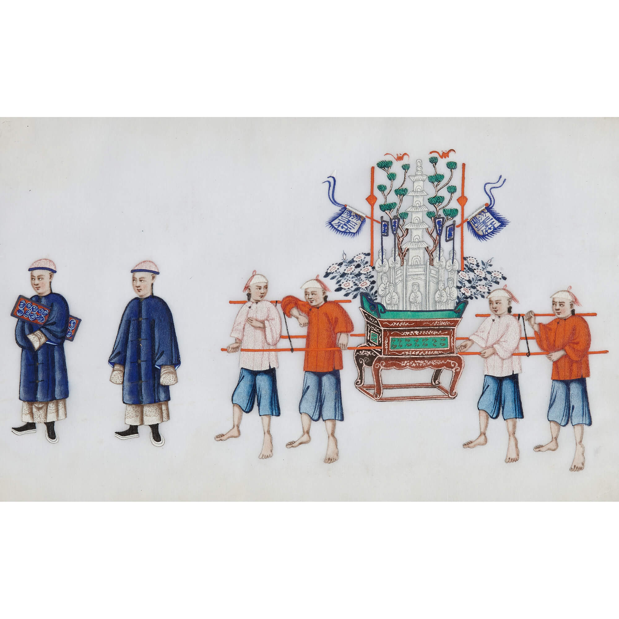 Set of twelve Chinese pith paintings of festival processions | Mayfair ...