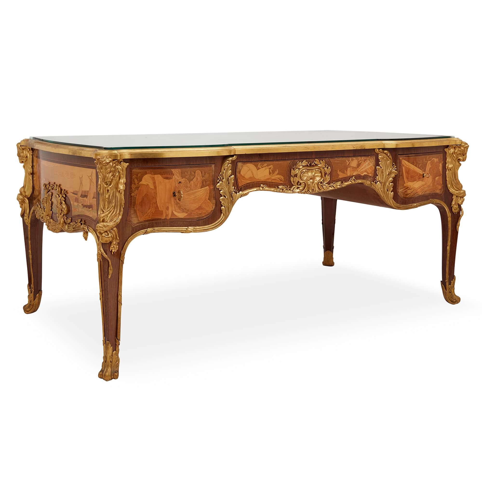 Fine Louis XV style ormolu mounted marquetry desk by Maison Léger ...