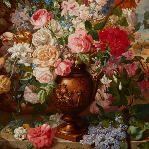 Large antique floral still life painting by W. J. Wainwright | Mayfair Gallery