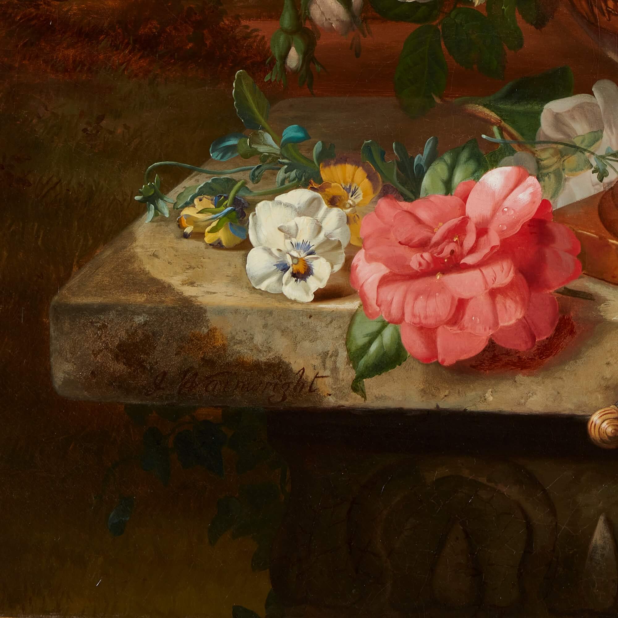 Large antique floral still life painting by W. J. Wainwright | Mayfair Gallery