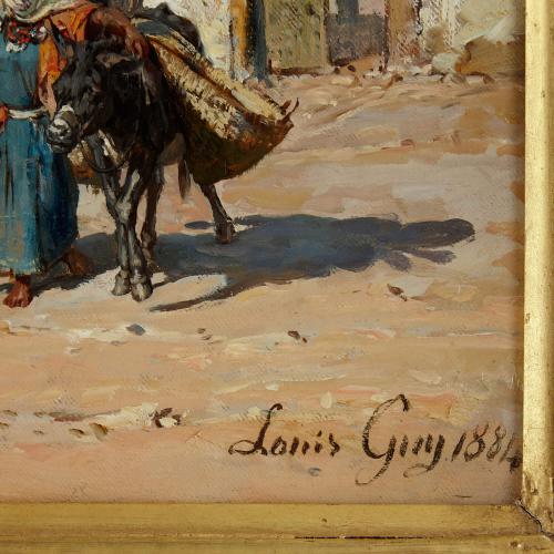 Large Orientalist oil painting of animals and figures by Louis Guy ...