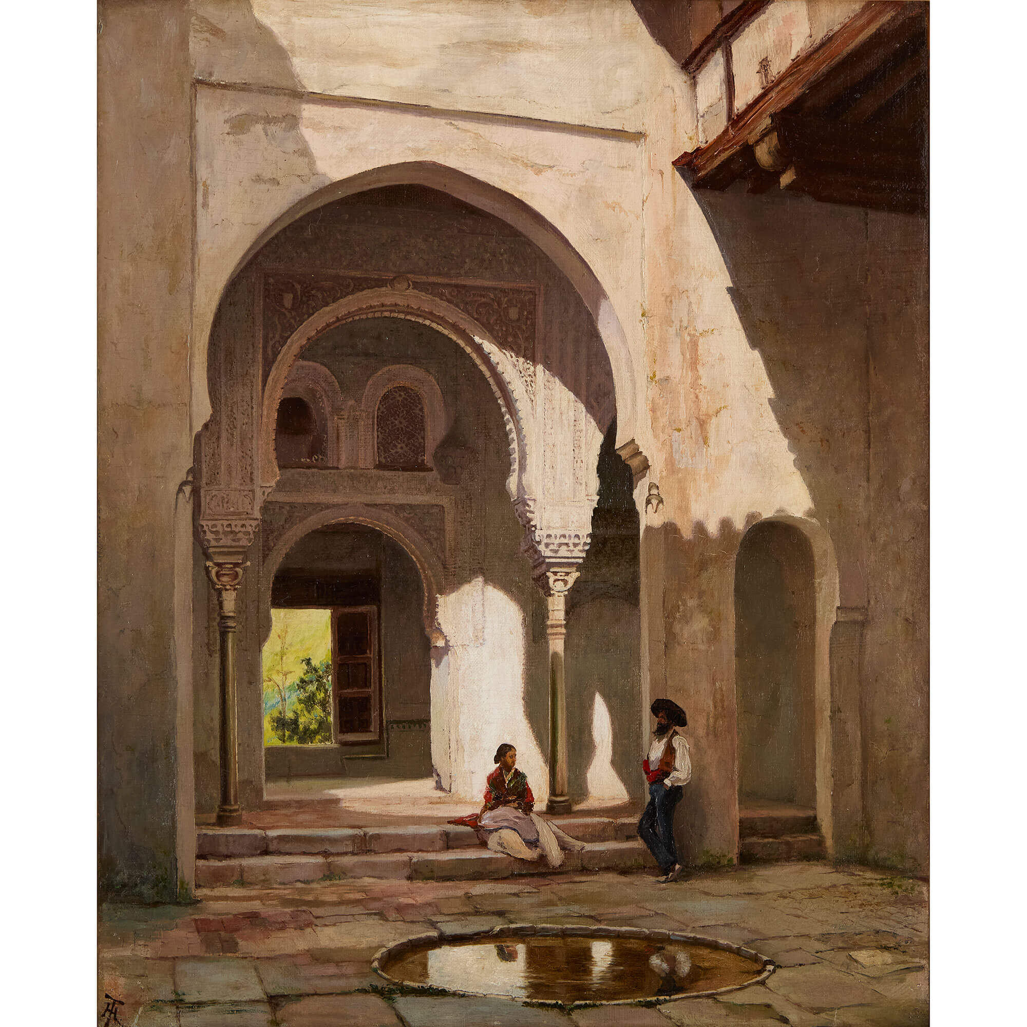 19th century British Orientalist oil painting of Alhambra by Thompson ...