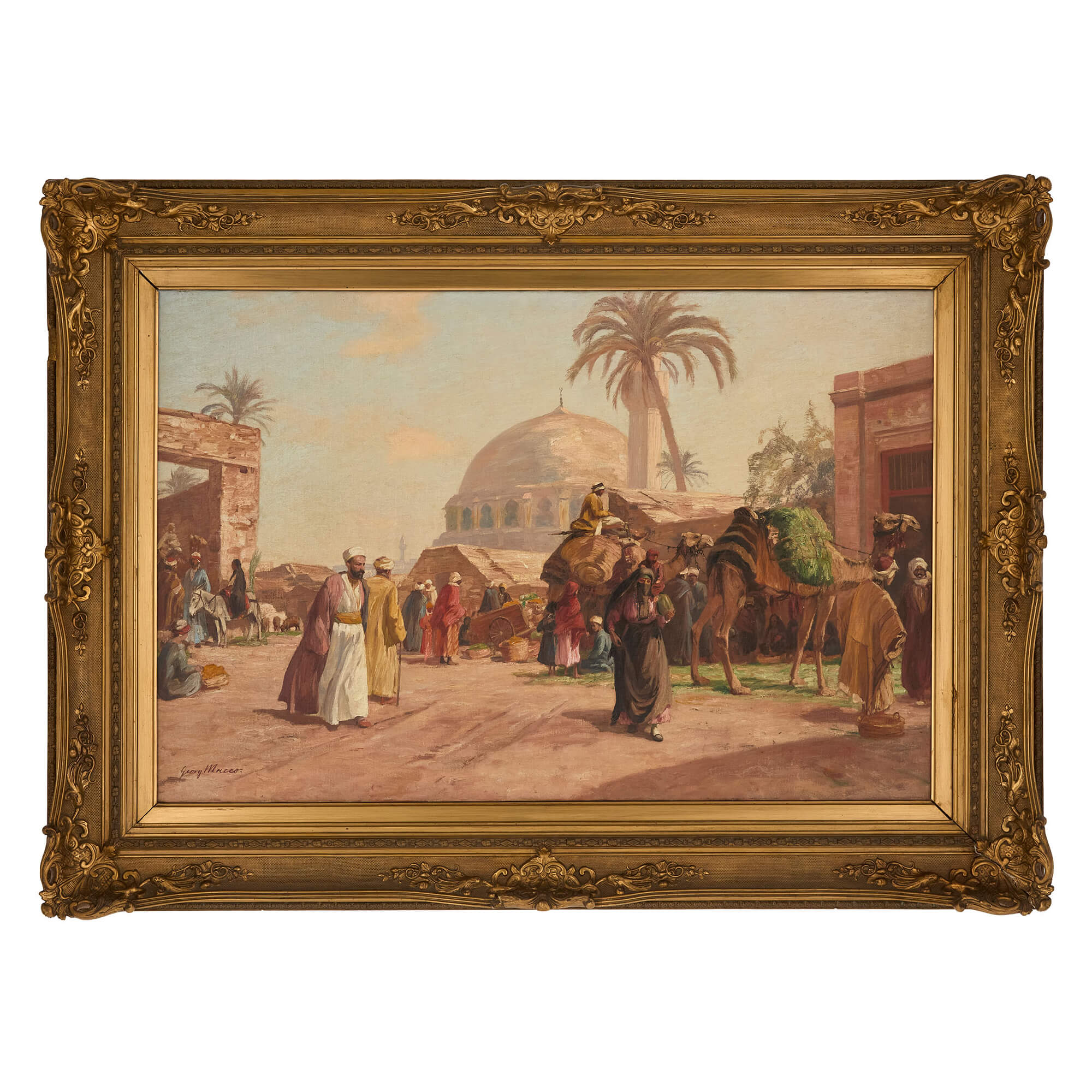 Antique German Orientalist oil painting of Cairo by Macco | Mayfair Gallery