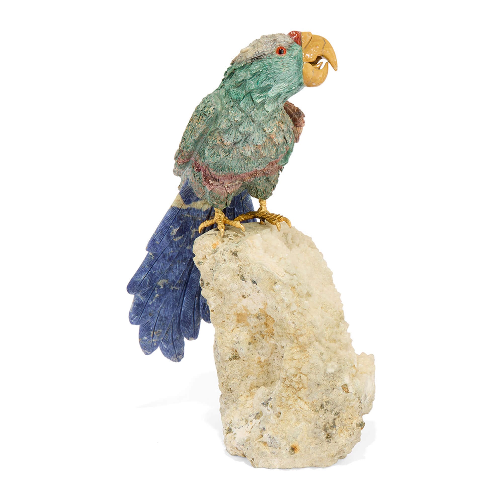 Carved hardstone, crystal and gilt metal model of a parrot | Mayfair ...