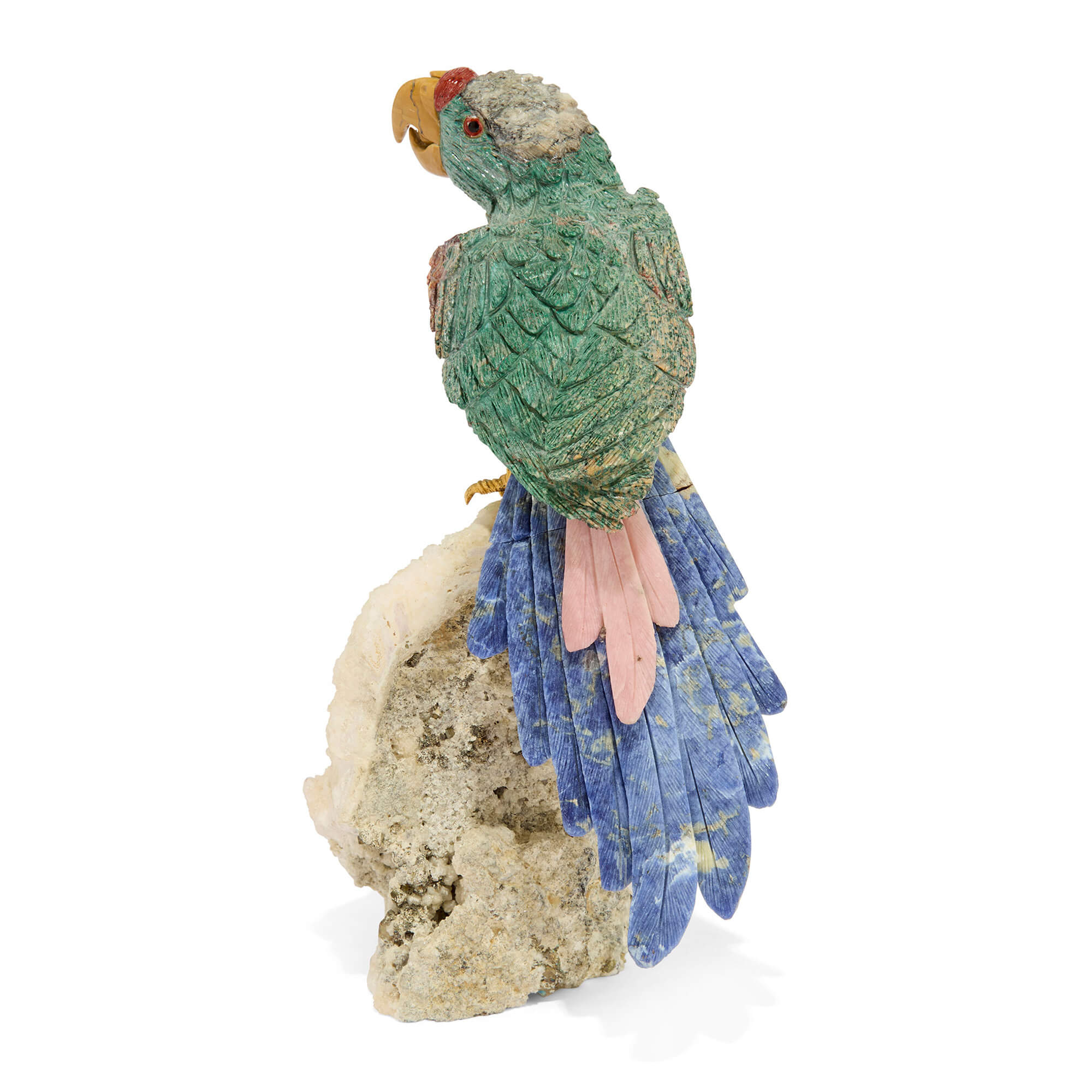 Carved hardstone, crystal and gilt metal model of a parrot | Mayfair ...