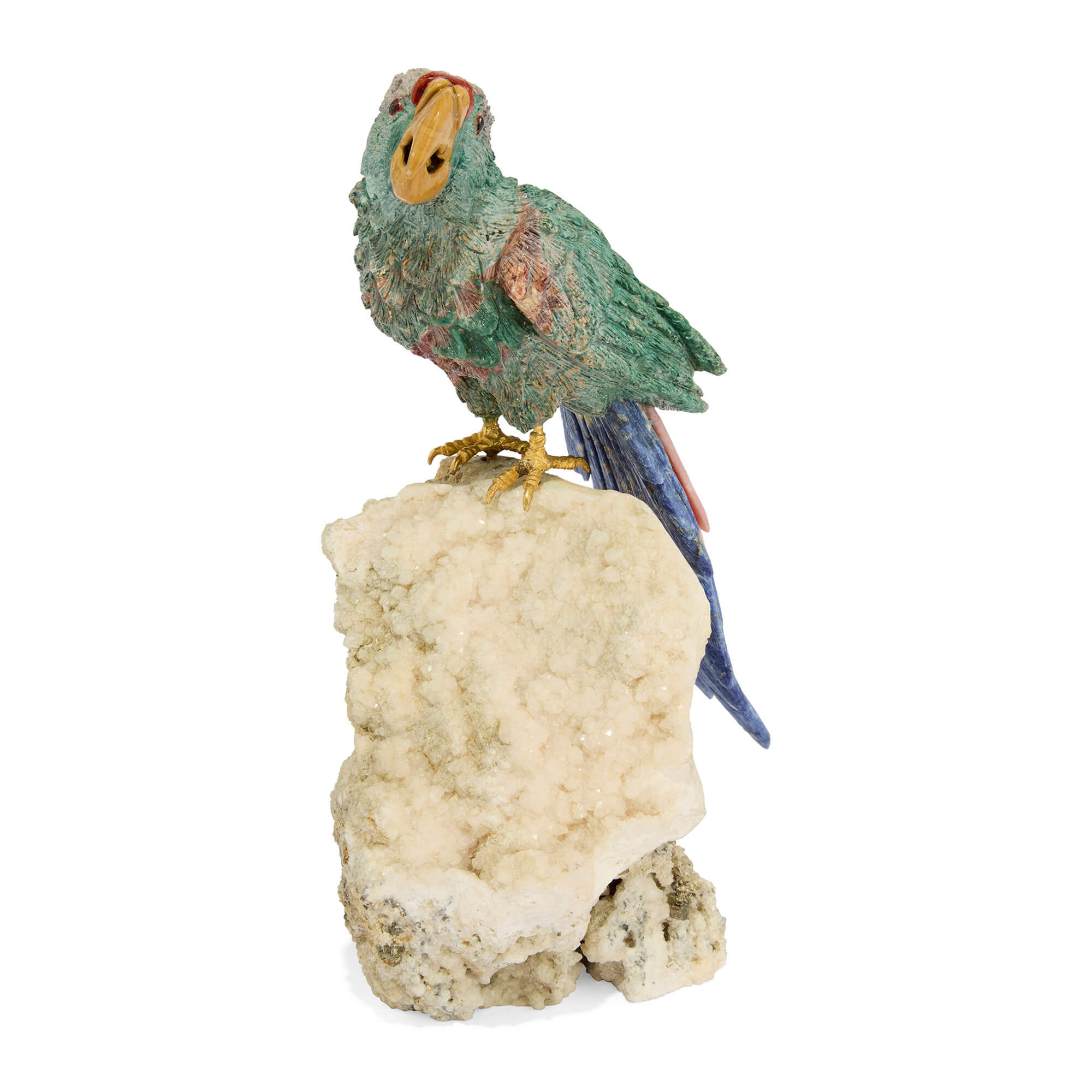 Carved hardstone, crystal and gilt metal model of a parrot | Mayfair ...