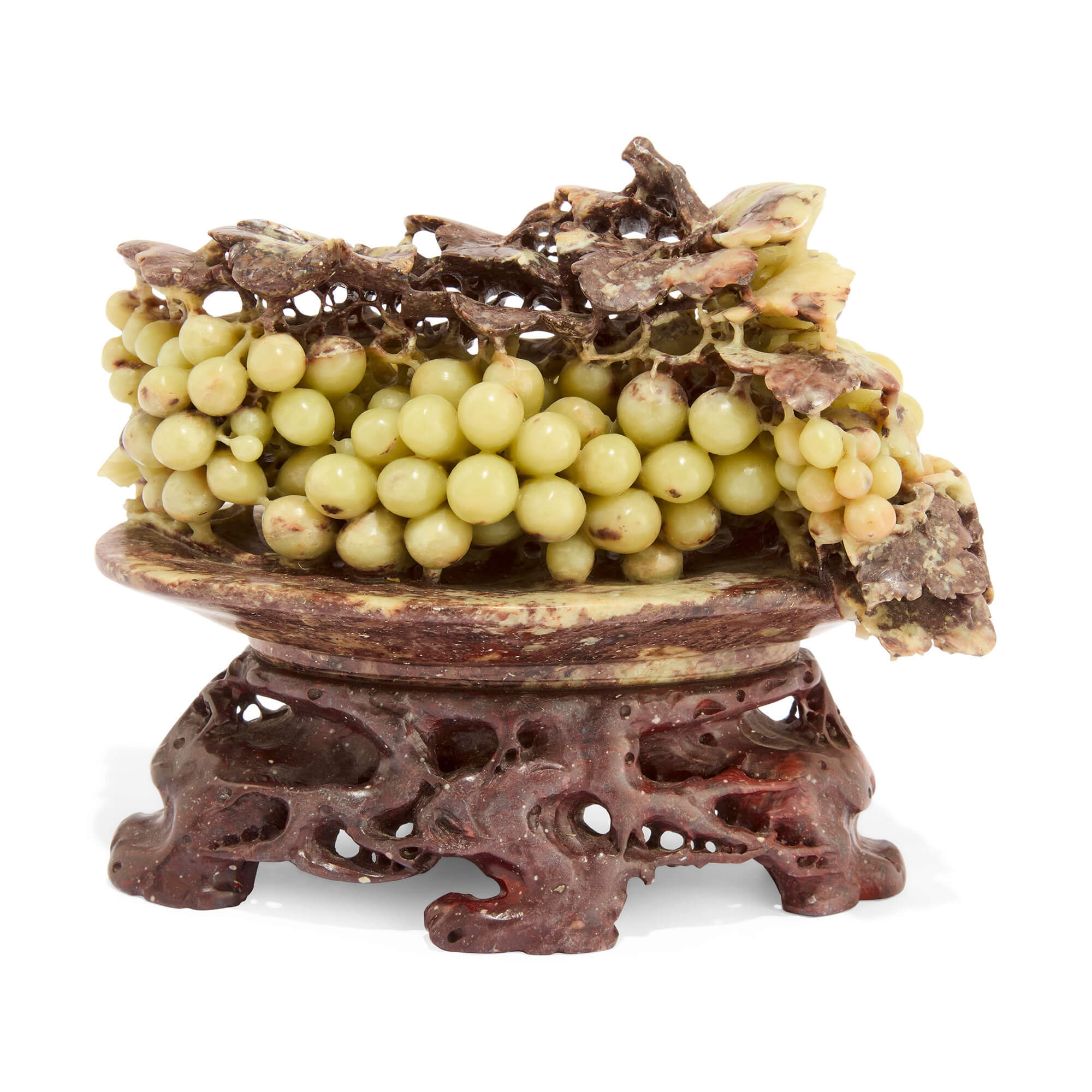 Chinese carved soapstone and jade model of grapes | Mayfair Gallery