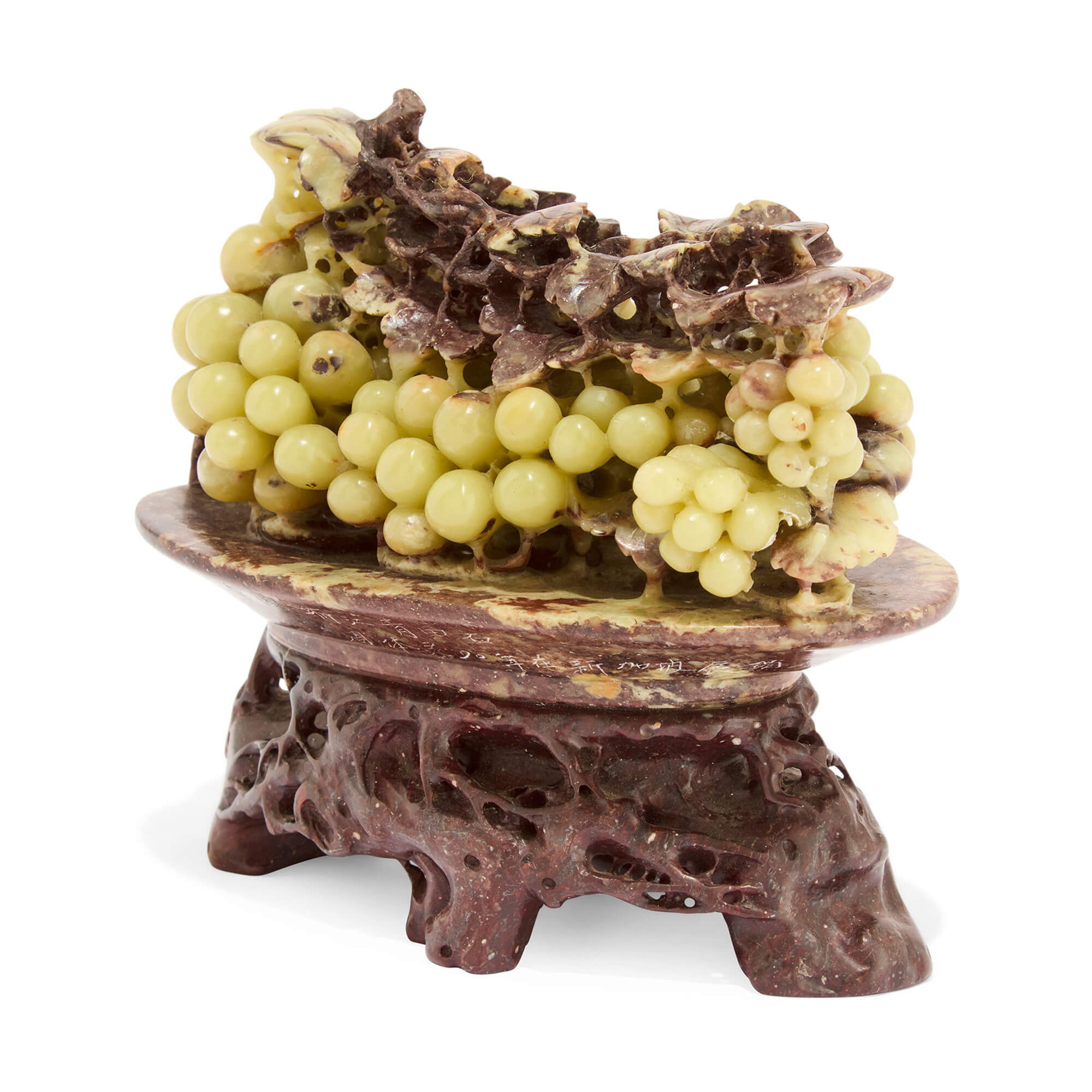 Chinese carved soapstone and jade model of grapes | Mayfair Gallery