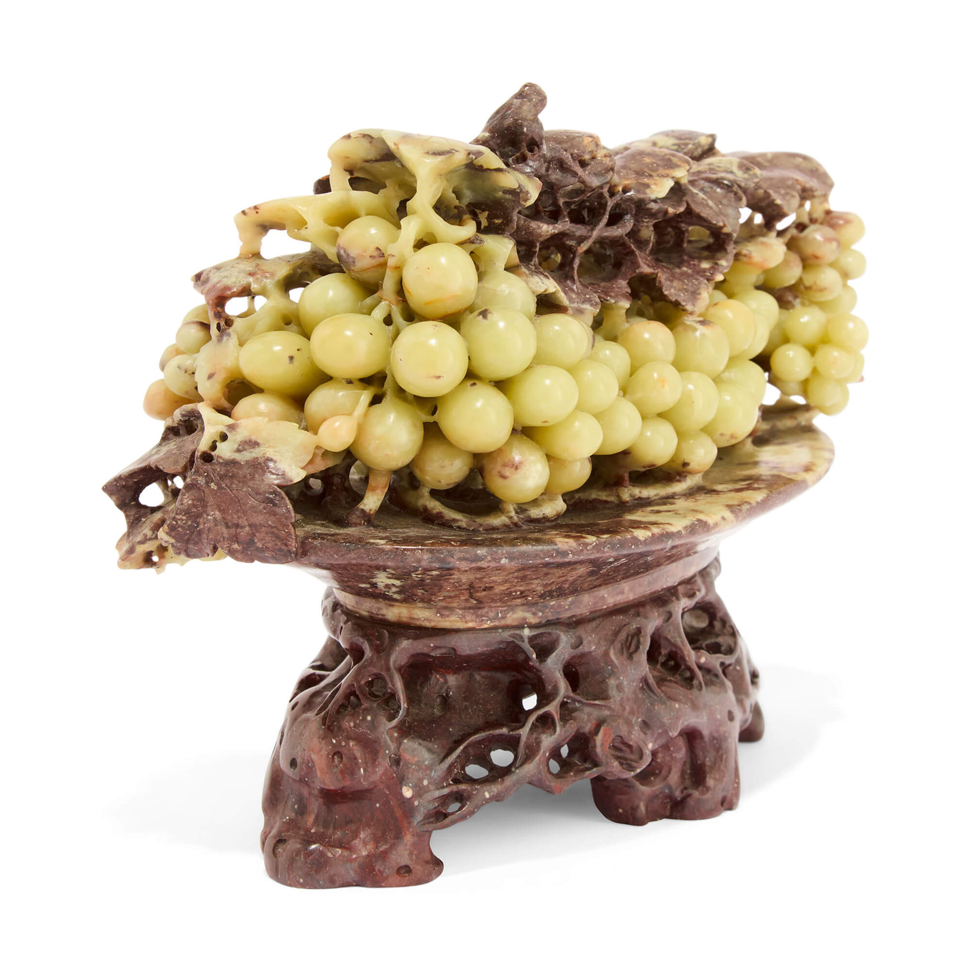Chinese carved soapstone and jade model of grapes | Mayfair Gallery