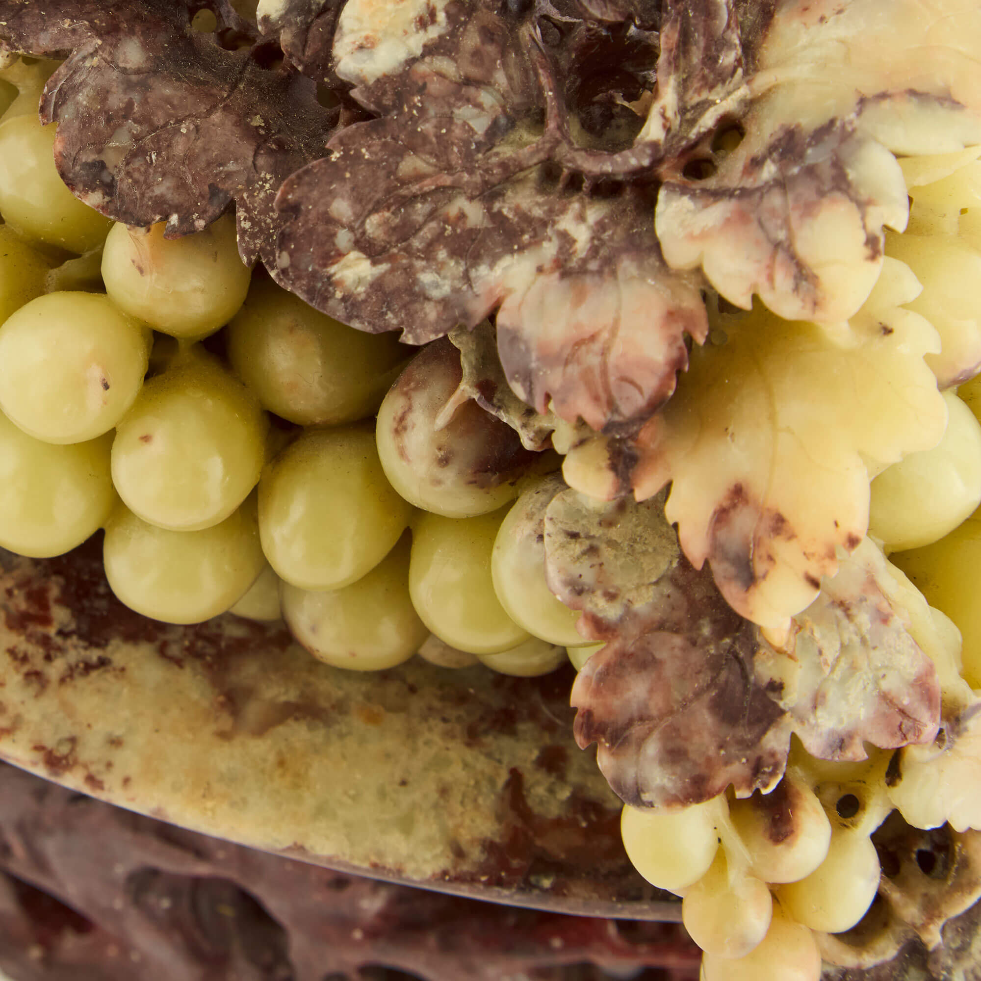 Chinese carved soapstone and jade model of grapes | Mayfair Gallery