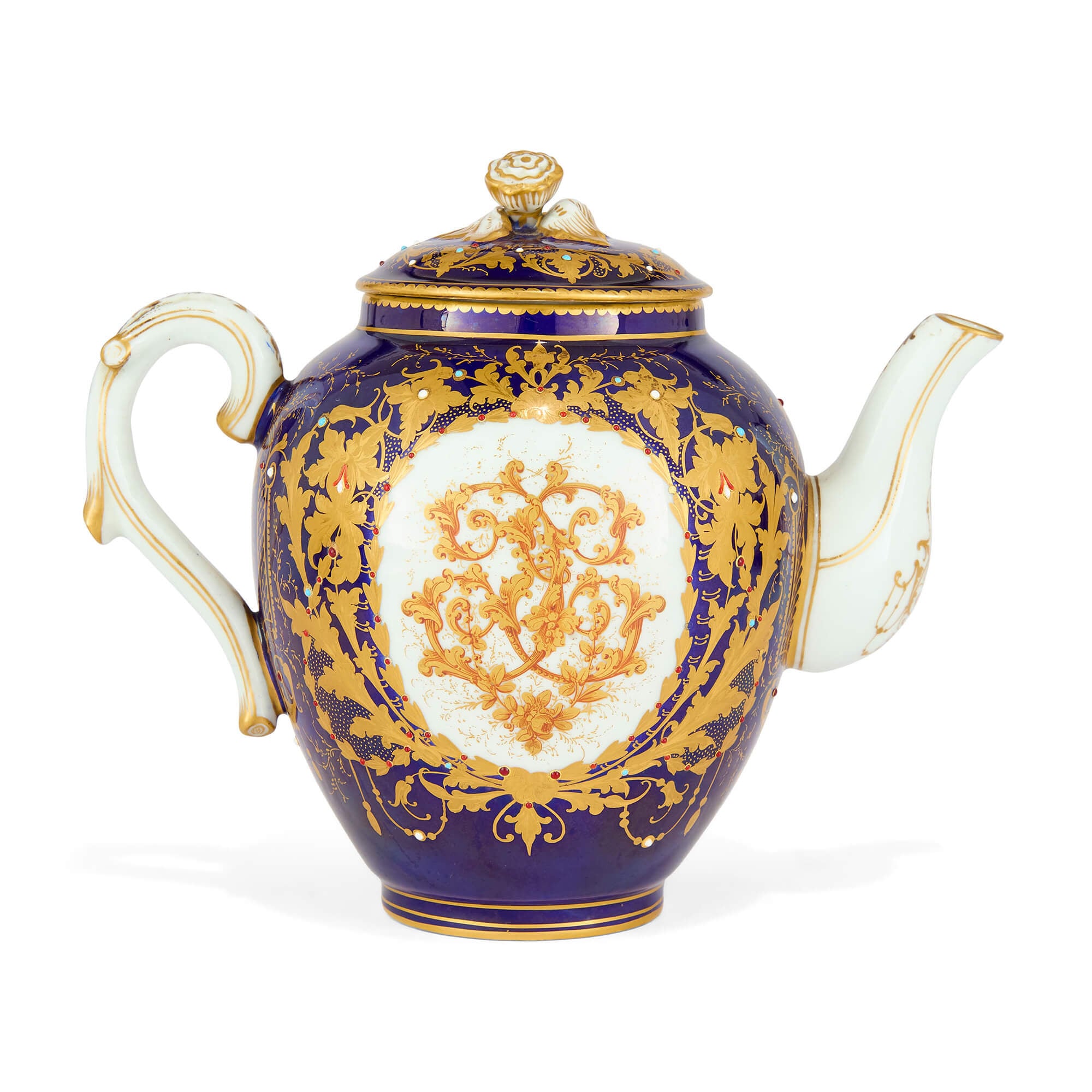 Antique Sèvres-style cobalt blue and gilt porcelain tea service ...