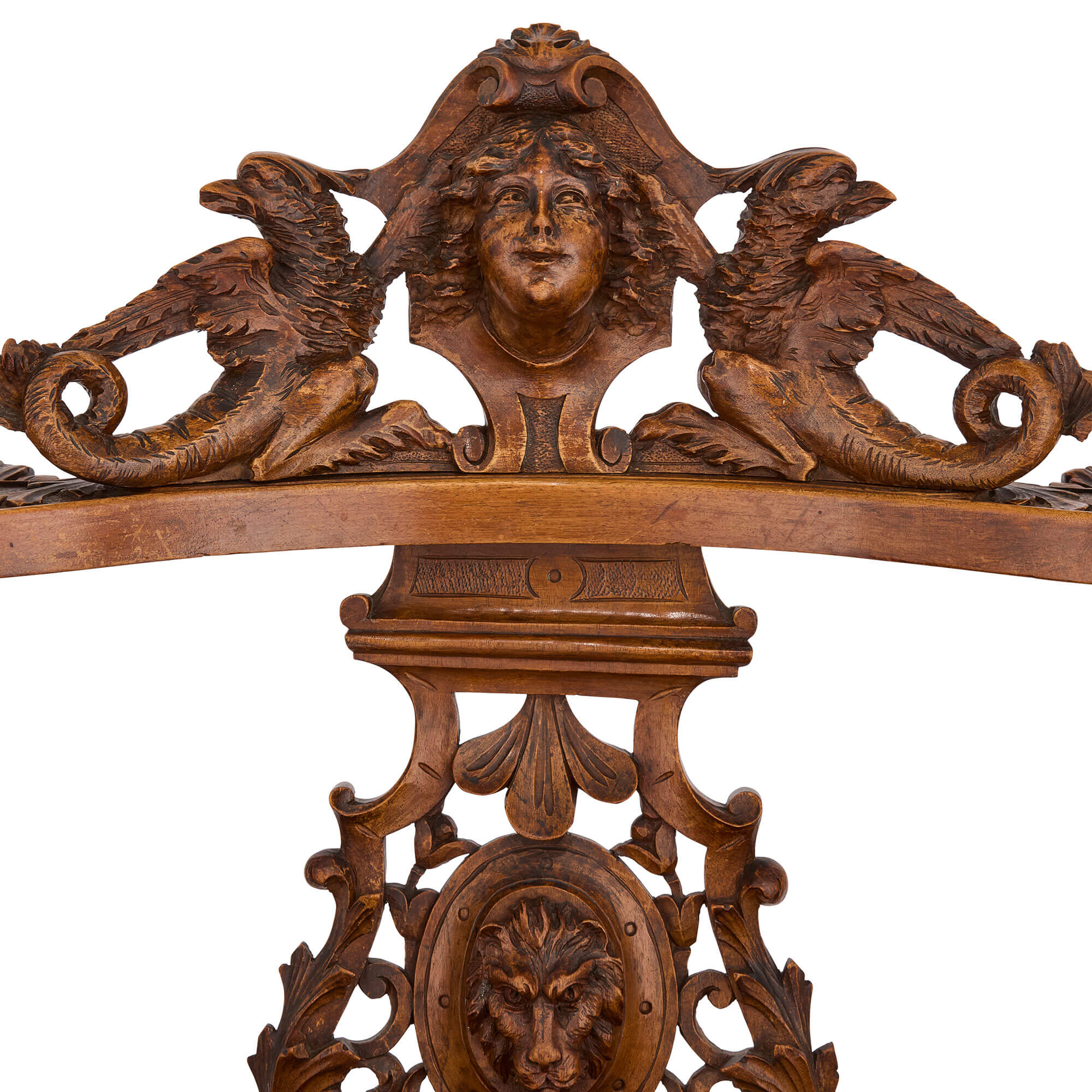 Antique Italian carved wood and needlepoint upholstery grotto settee ...