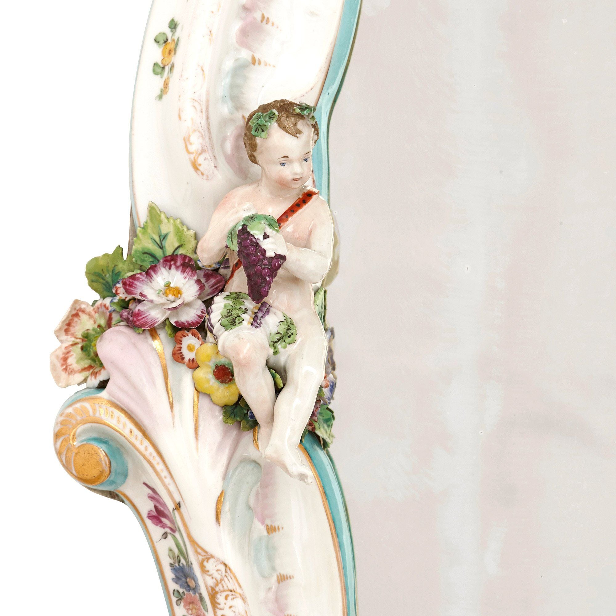 Large German Rococo style Dresden porcelain mirror | Mayfair Gallery