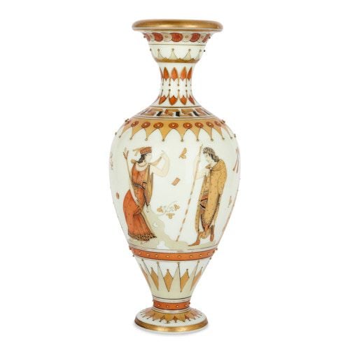 Antique English opaque glass vase, attributed to Woodall | Mayfair Gallery