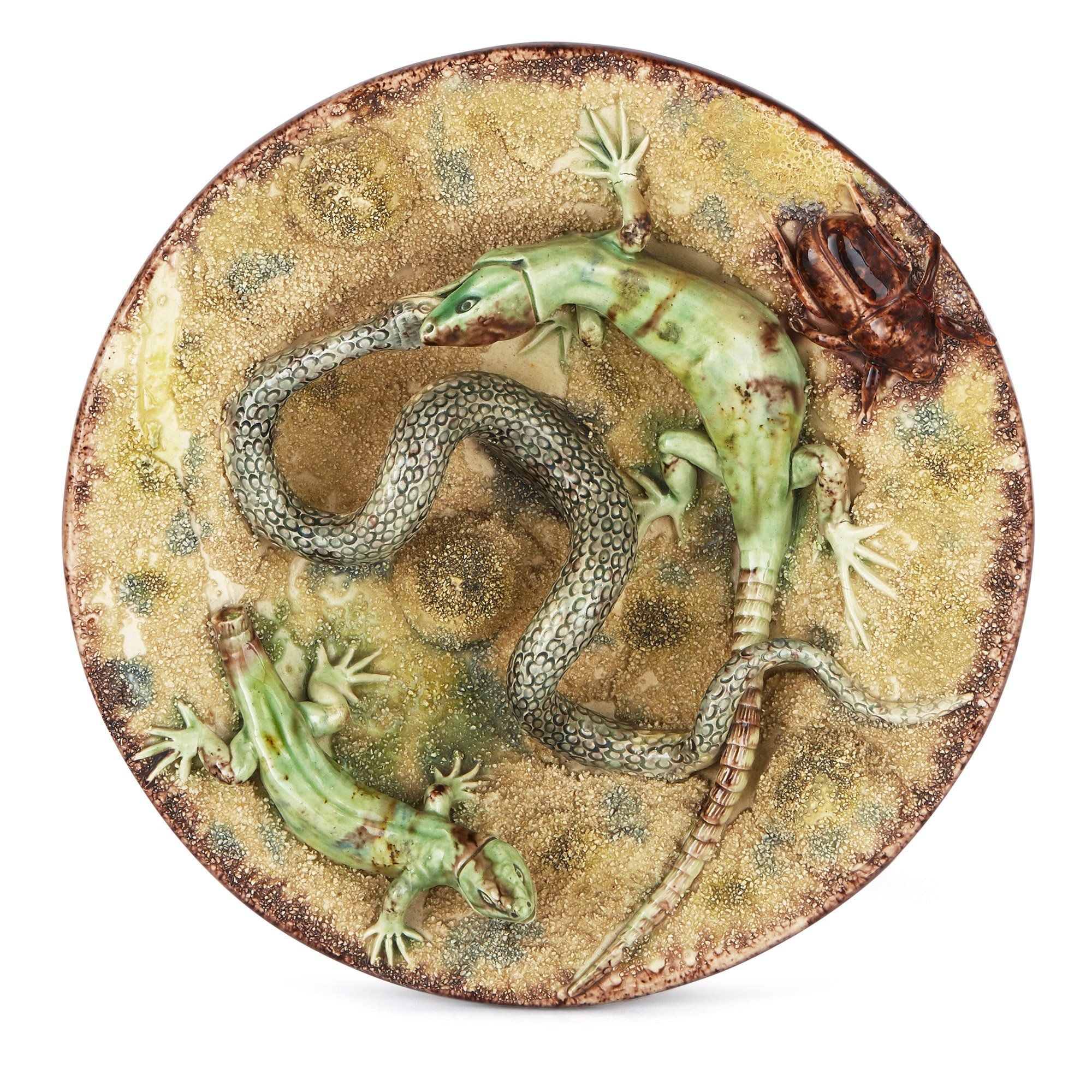 Two Portuguese majolica Palissy ware plates by Manuel Mafra | Mayfair ...