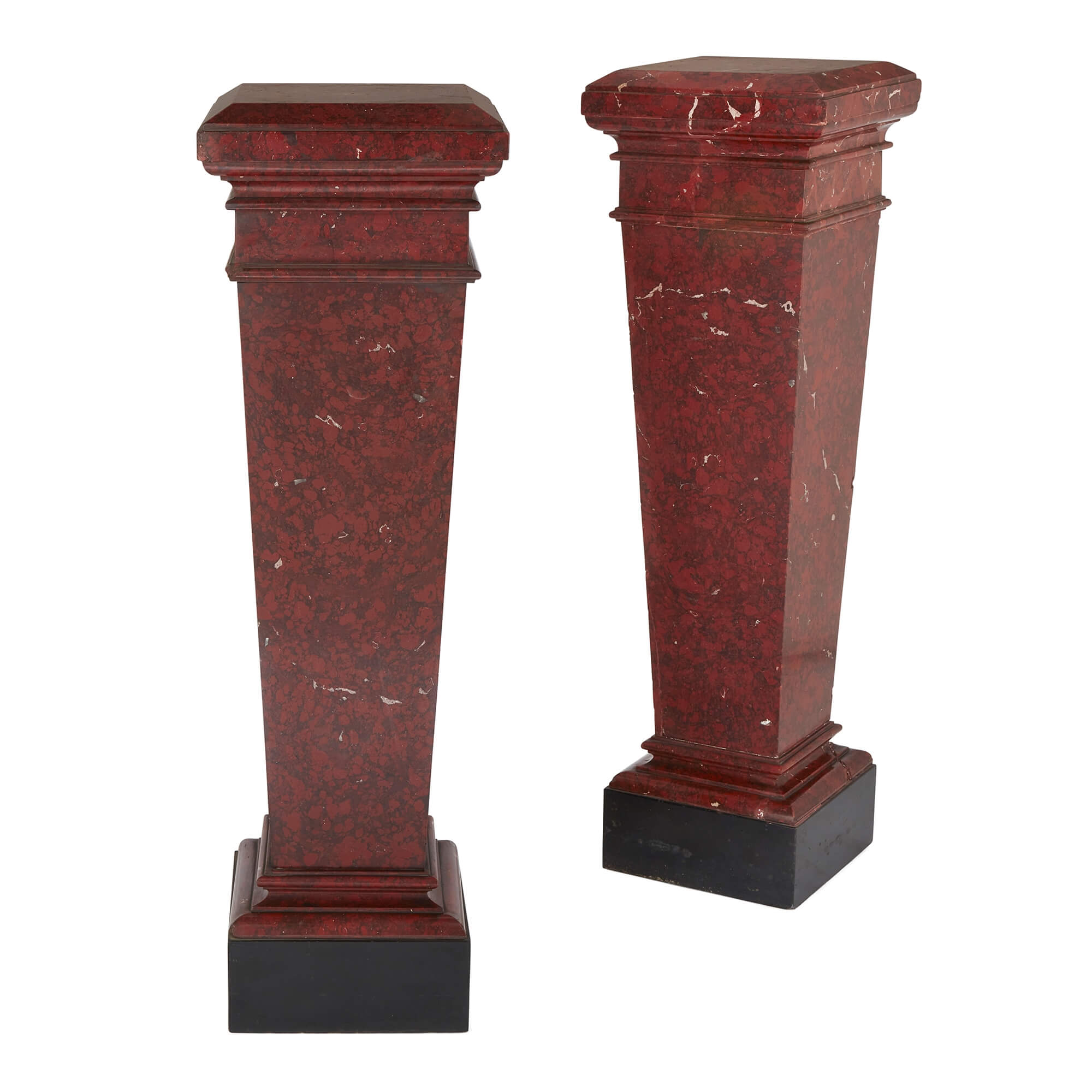 Pair of Neoclassical style red marble pedestals | Mayfair Gallery