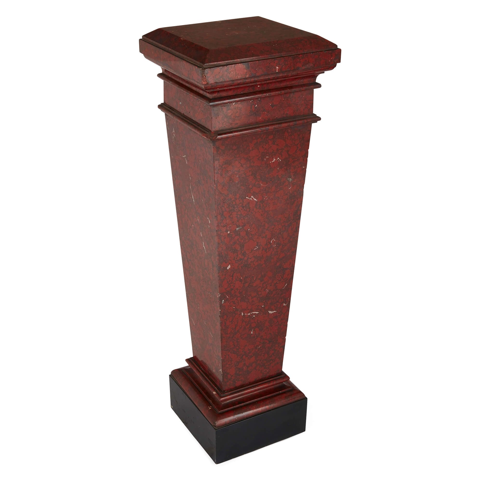 Pair of Neoclassical style red marble pedestals | Mayfair Gallery