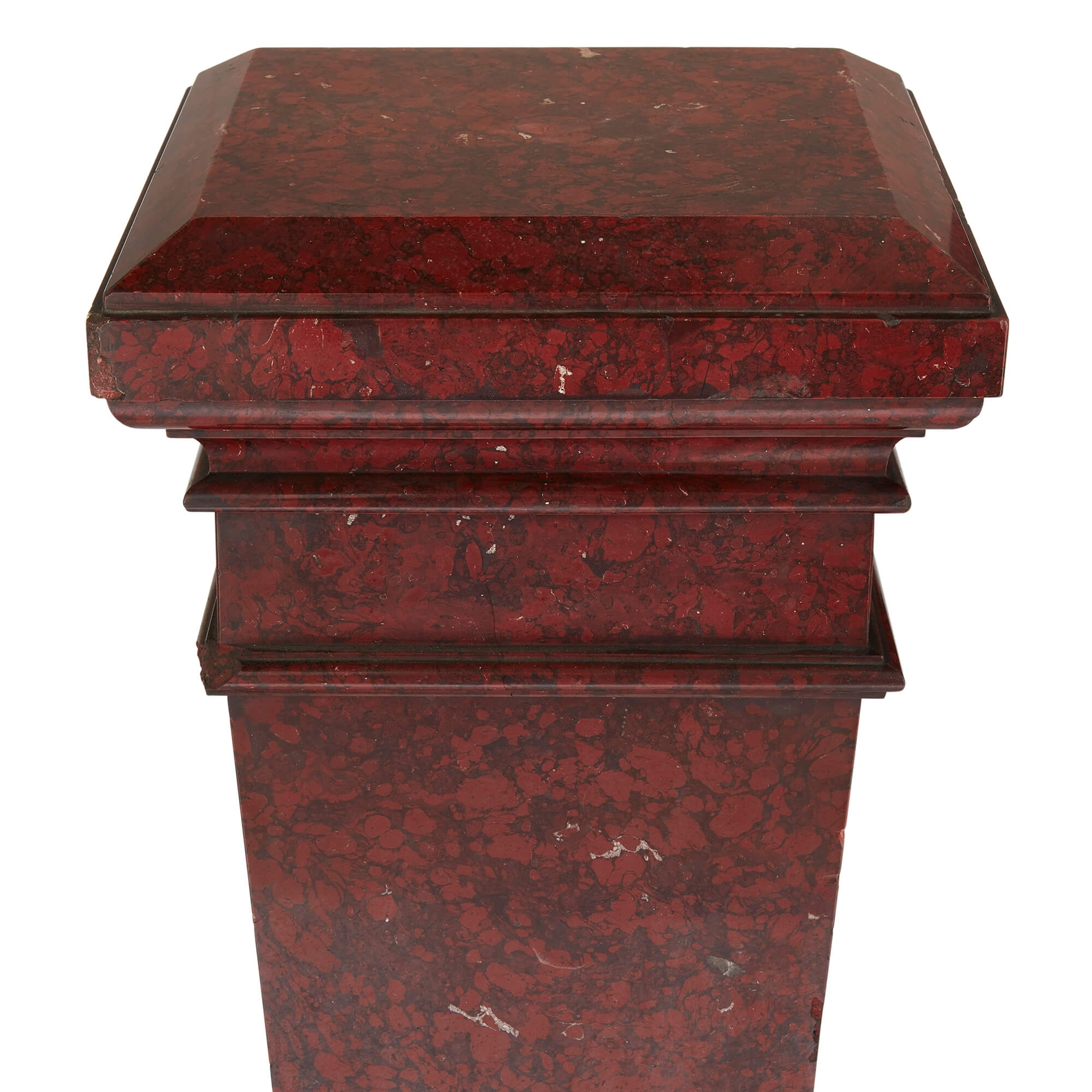 Pair of Neoclassical style red marble pedestals | Mayfair Gallery