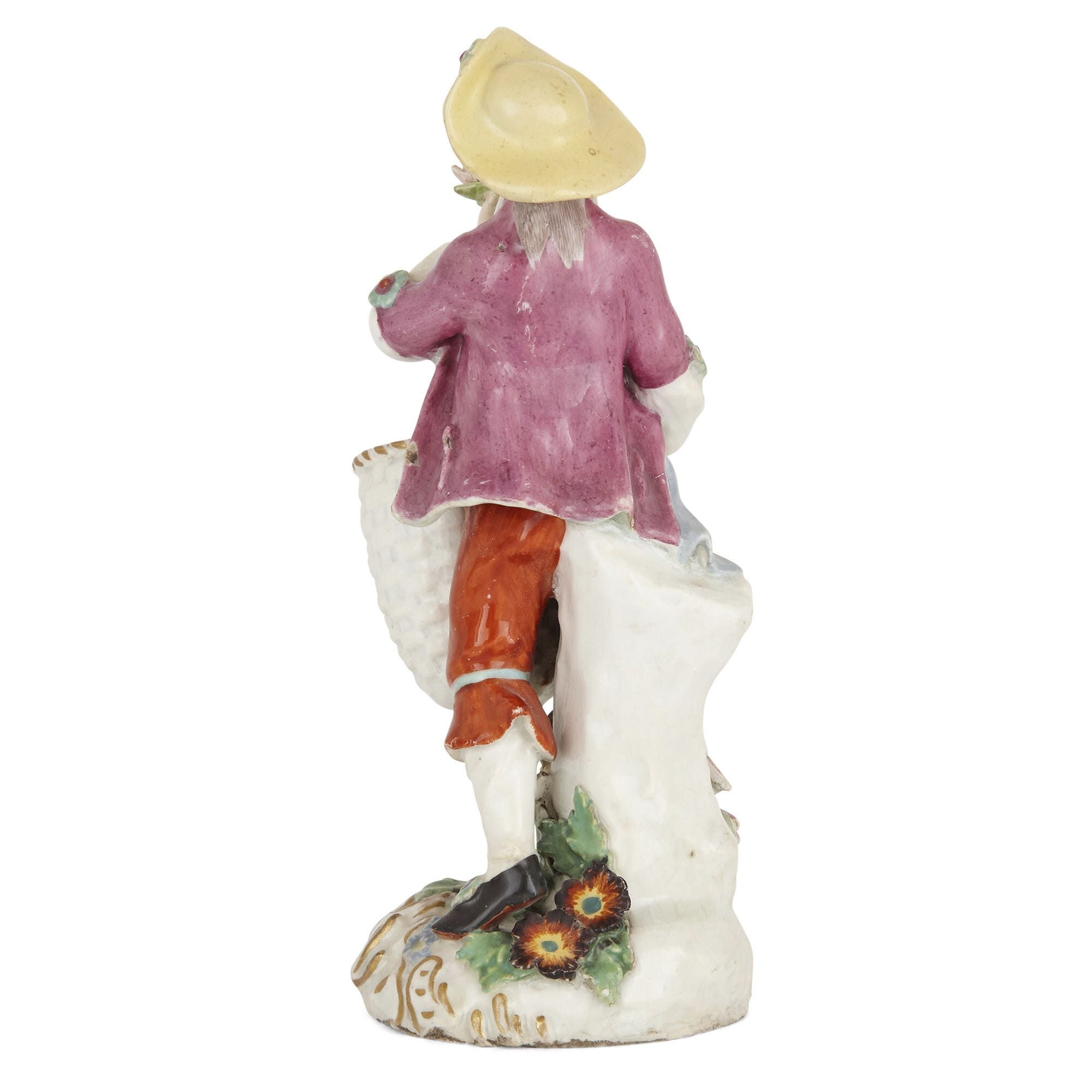 Antique Chelsea porcelain figure of a vintager | Mayfair Gallery