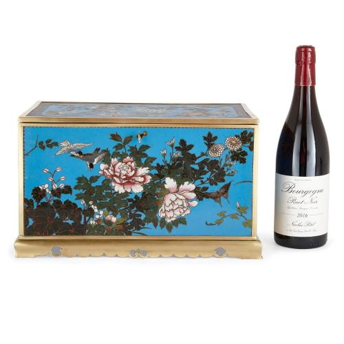 Japanese Meiji era brass and cloisonné enamel casket | Mayfair Gallery