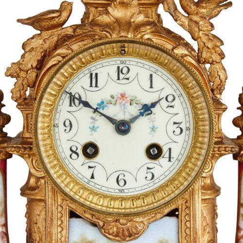 Sèvres style porcelain and gilt metal three-piece clock set | Mayfair ...
