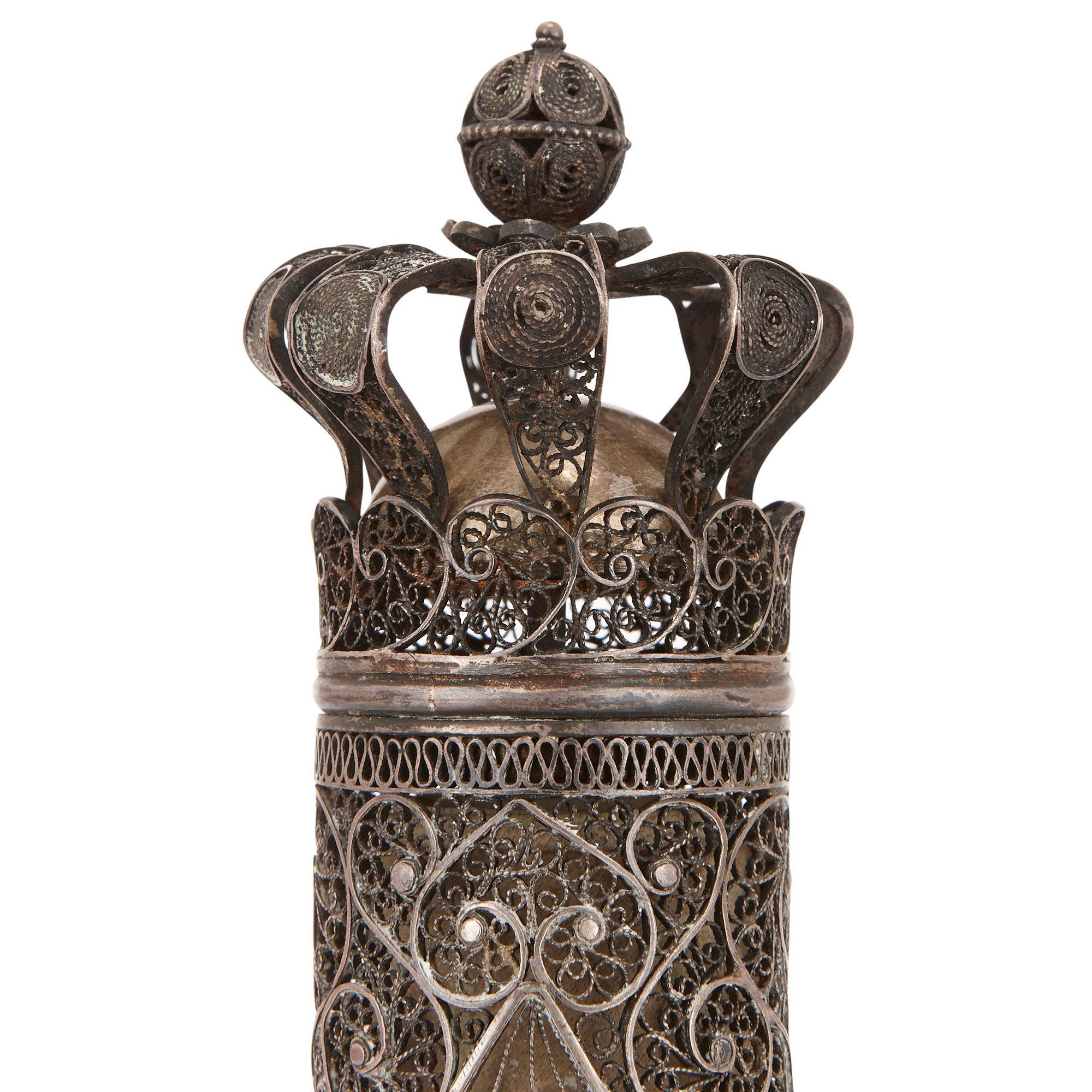 Antique filigree silver Judaica Megillah scroll by Bezalel | Mayfair ...