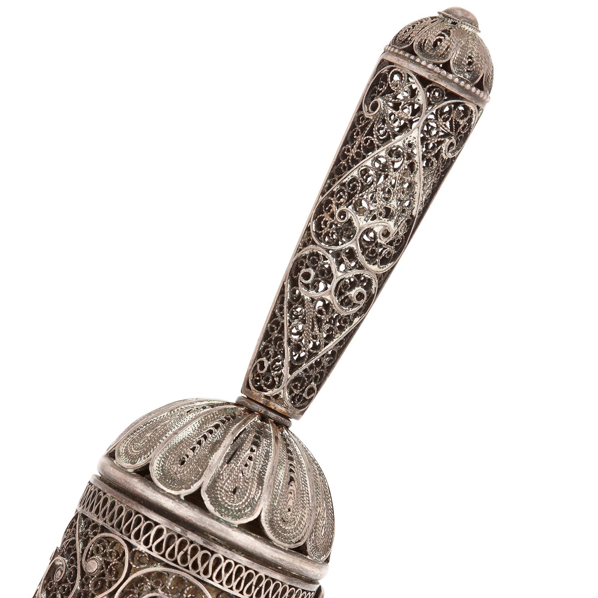 Antique filigree silver Judaica Megillah scroll by Bezalel | Mayfair ...