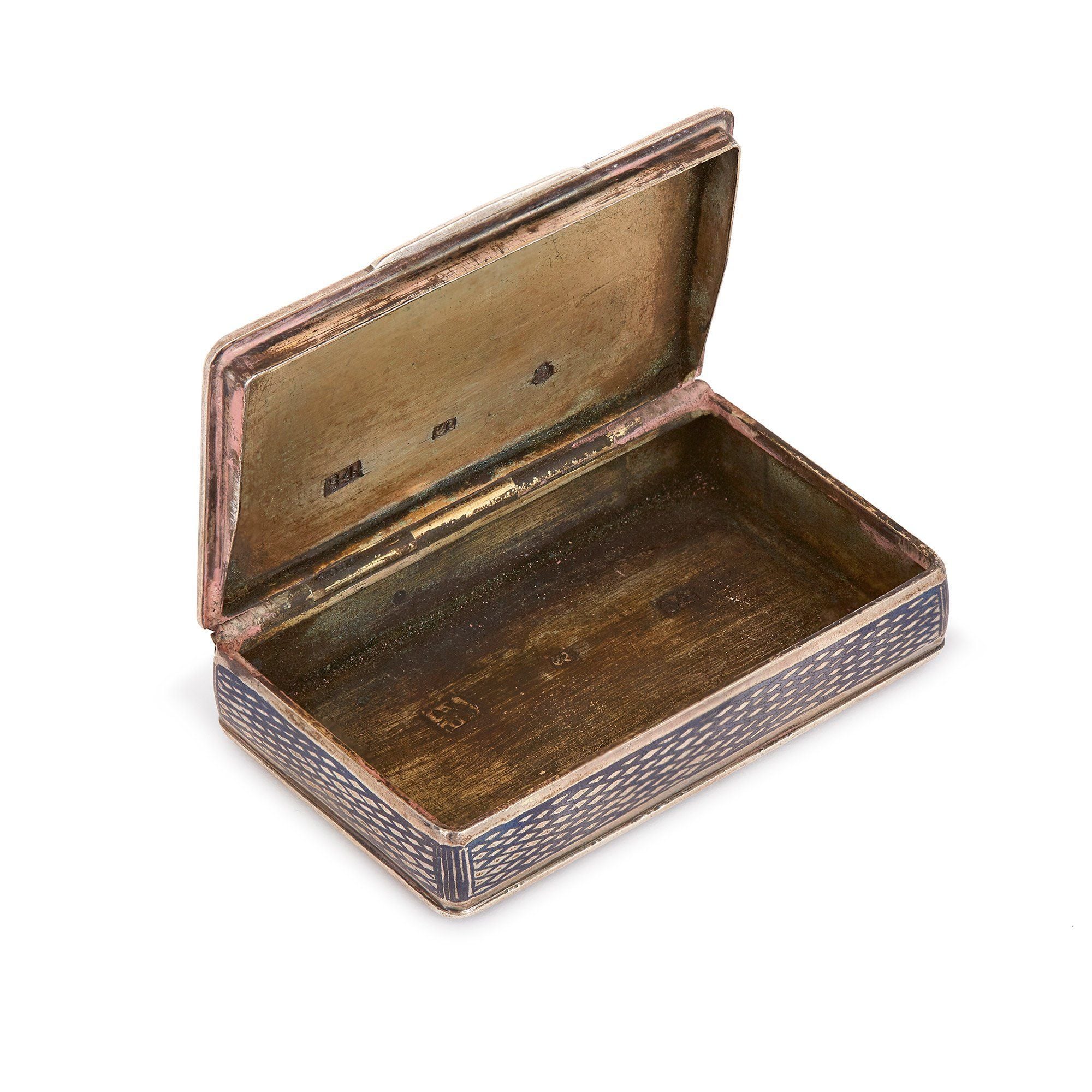 Russian silver niello rectangular snuff box with hinged lid | Mayfair ...