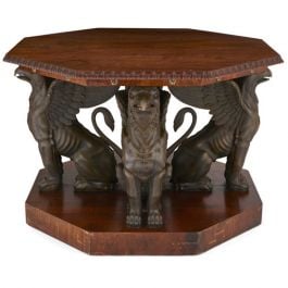 Mahogany and bronzed metal octagonal centre table | Mayfair Gallery