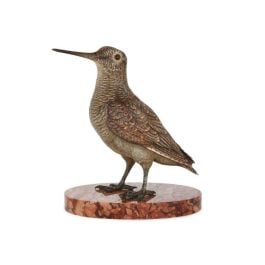 A large Viennese bronze bird model with marble base by Bergman ...