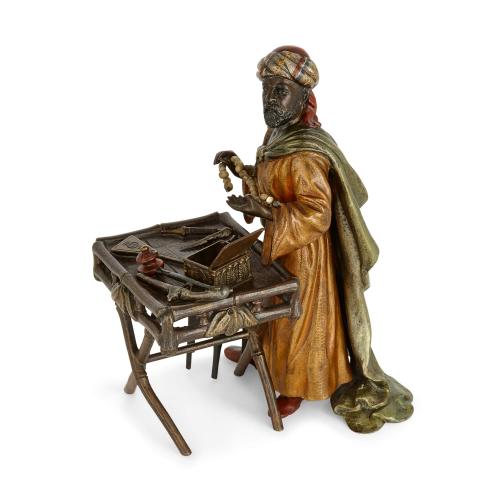 Austrian cold-painted bronze sculpture of a merchant | Mayfair Gallery