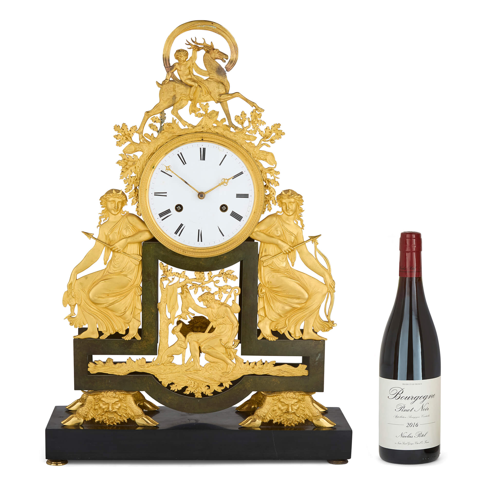 Antique French Louis XVI gilt and patinated bronze mantel clock ...