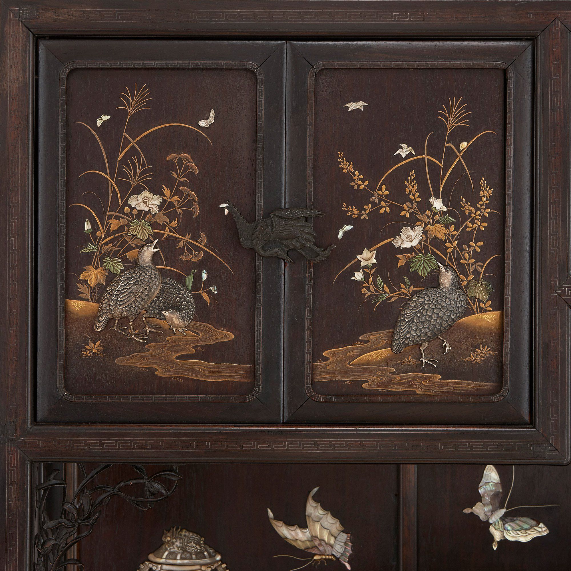 Japanese ivory and mother-of-pearl inlaid hardwood cabinet | Mayfair ...
